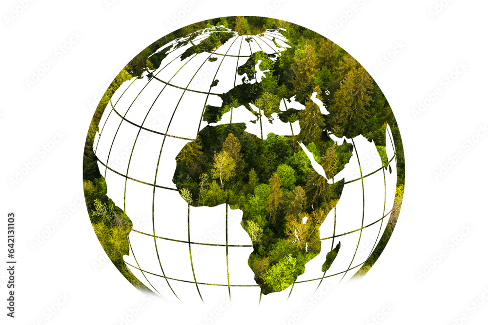 Tree shaped like the World map. Green World Map- tree shaped of world ...
