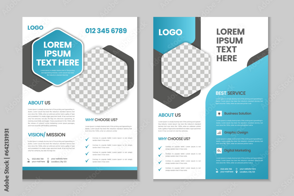 Double pages flyer brochure template design, business poster template ...
