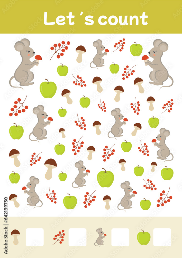 Learning mathematic printable worksheets. Math counting, logic games ...
