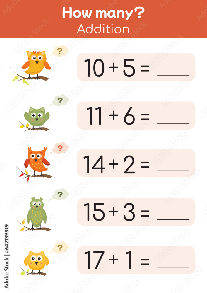 Math page printable for school children, first grade, preschool ...