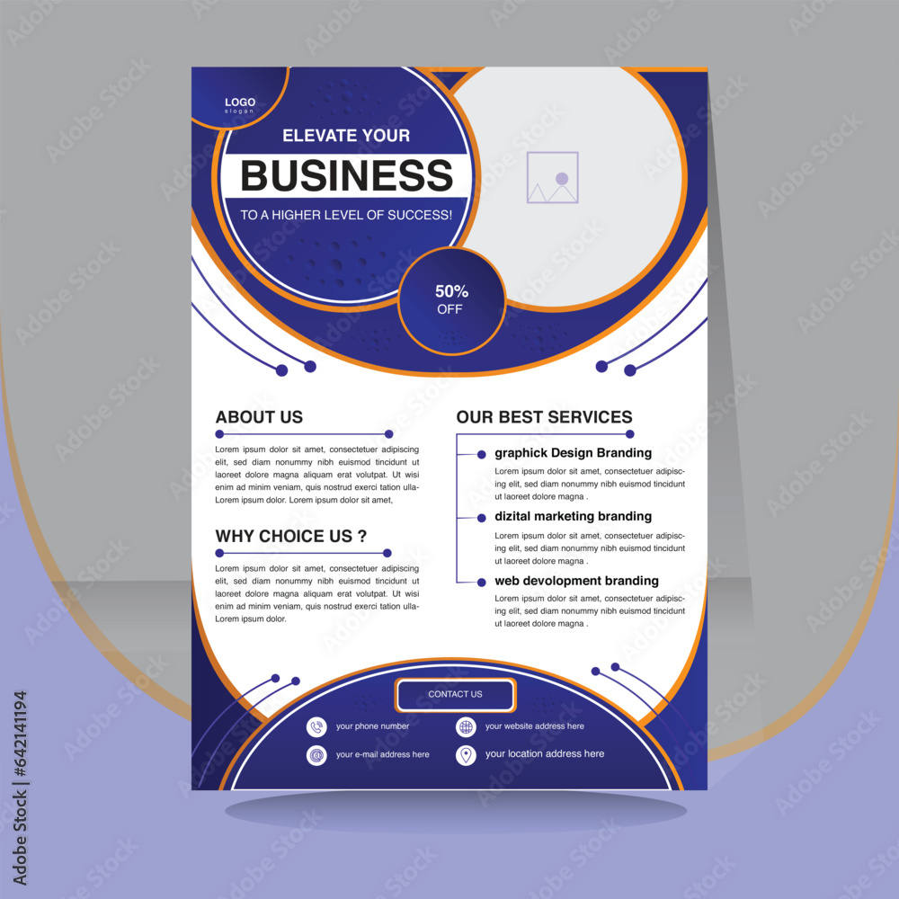 corporate flyer design template a4 size single page blue color abstract ...