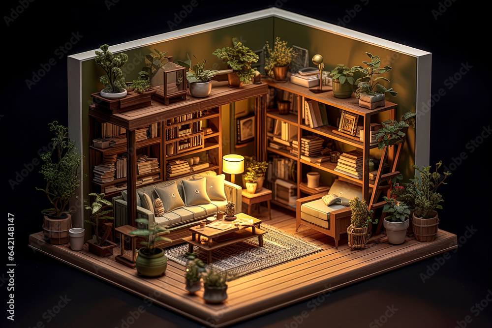 Generative AI illustration of charming bookstore with Showa aesthetics ...