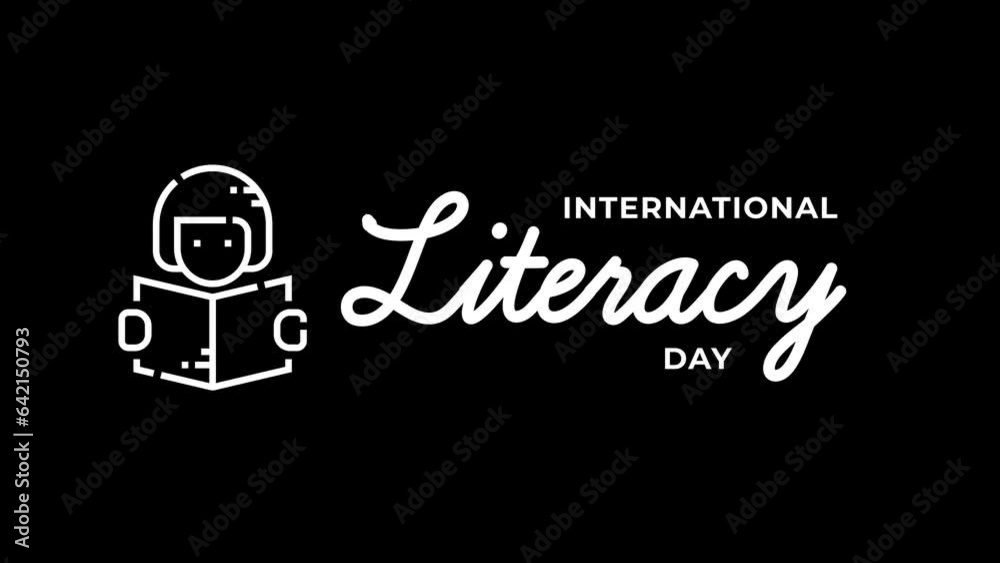 International Literacy Day text animation on transparent background ...