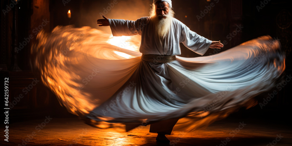 whirling dervish performing a traditional Sufi dance in Turkey ...