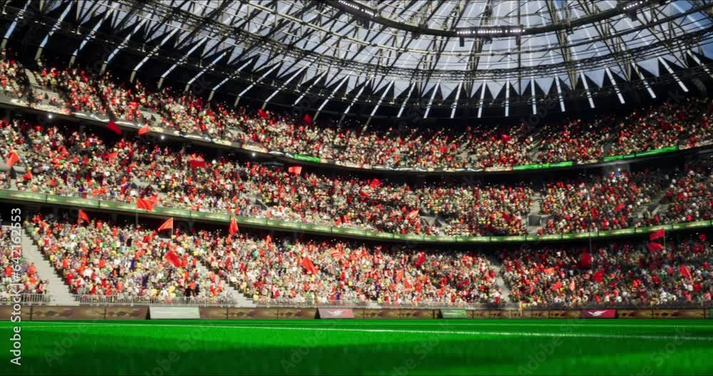 Stadium Arena. Day Light, animated crowd fans, Dynamic camera, Sun ...