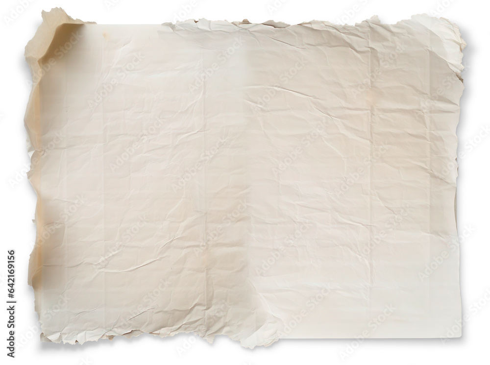 Еhin sheet of paper on a transparent background, torn, frayed edges ...