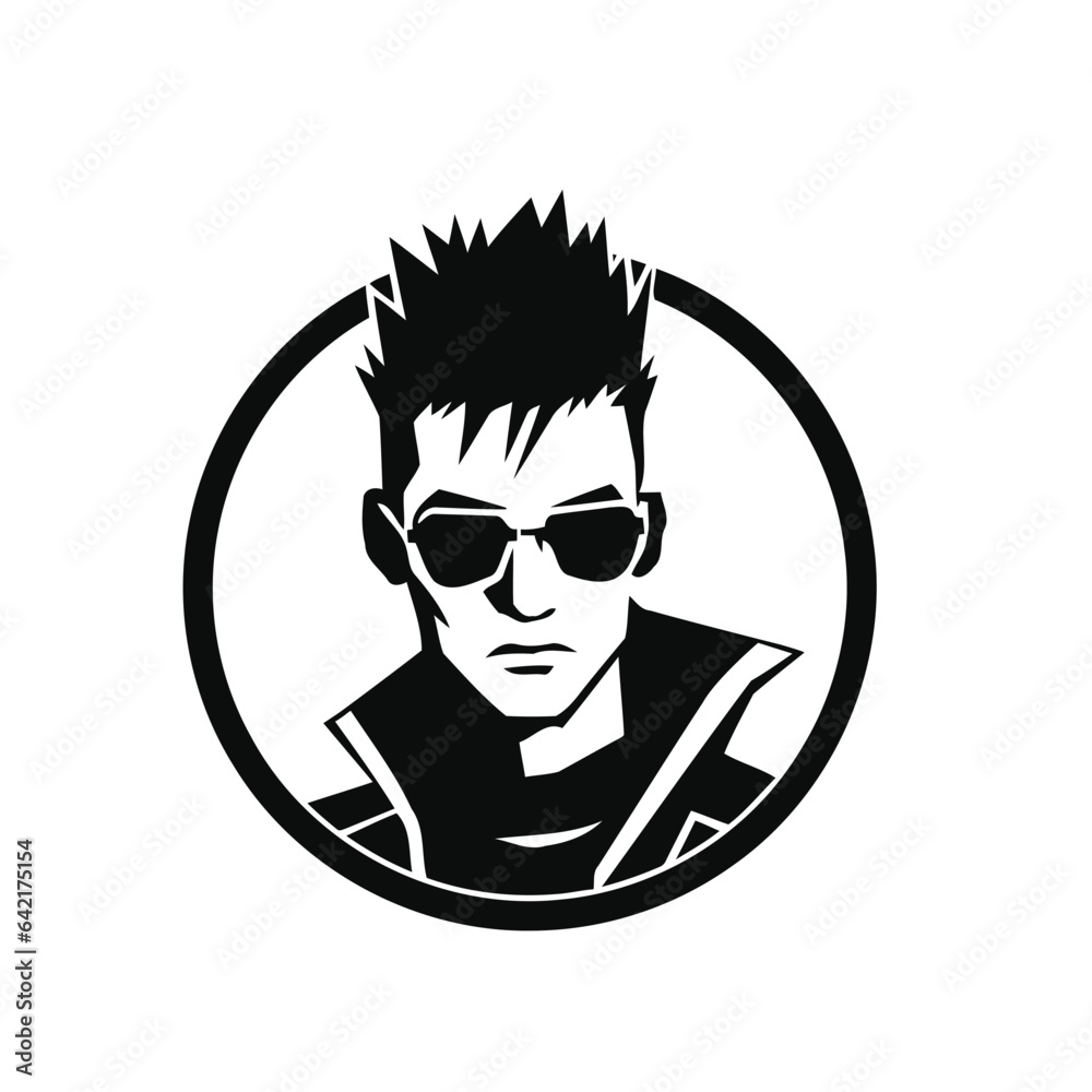 Cyberpunk character icon, a dynamic blend of technology and style ...