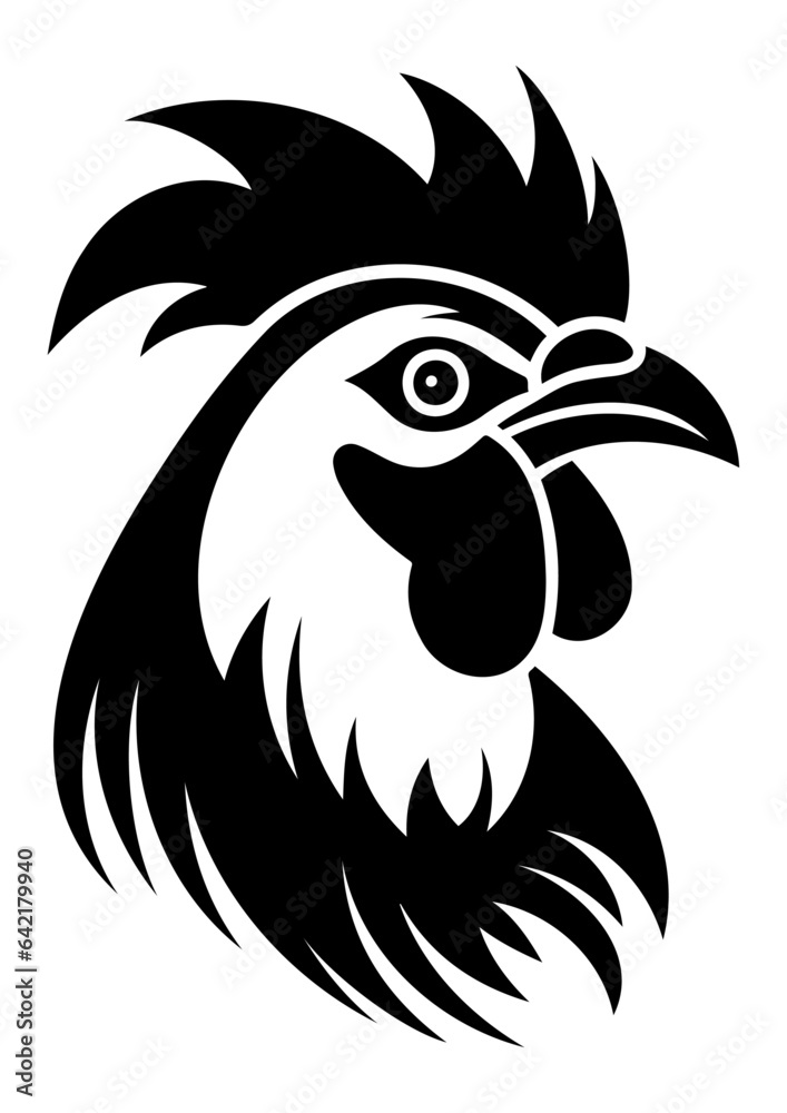 Vector silhouette of a rooster head, chicken head illustration Stock ...