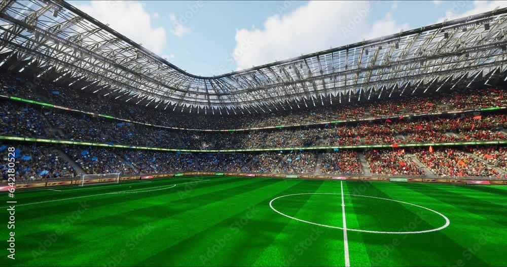 Stadium Arena. Day Light, animated crowd fans, Dynamic camera, Sun ...