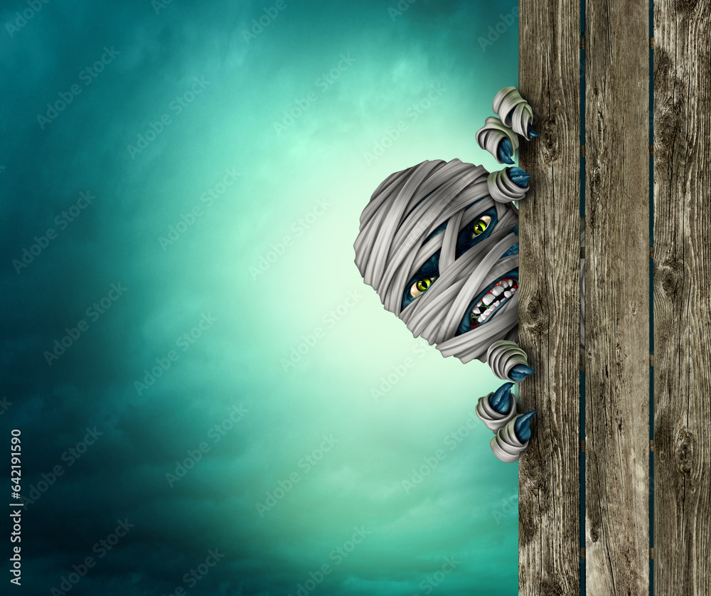 Halloween Mummy vertical Background and eerie bandaged monster as an ...