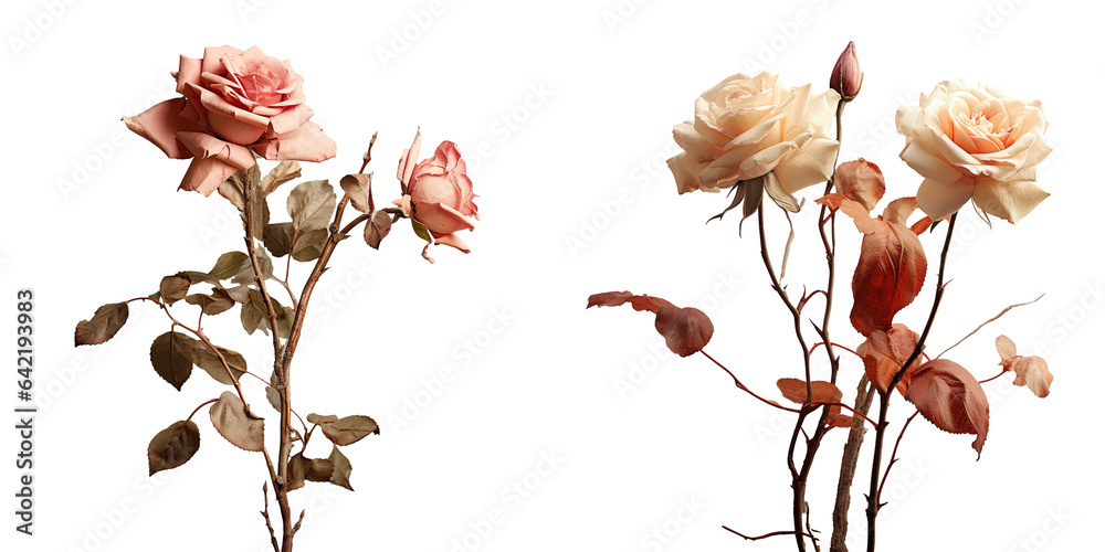 A section of a rose plant stem On a transparent background Stock Photo ...