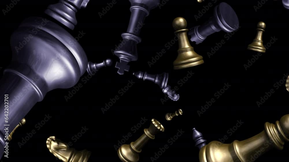 Chess Pieces - Flying Loop - Gold and Silver - Realistic 3D animation ...