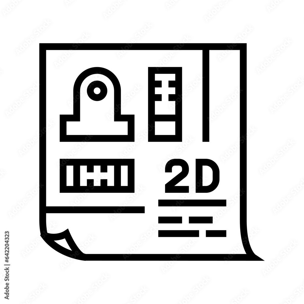 2d drafting architectural drafter line icon vector. 2d drafting ...
