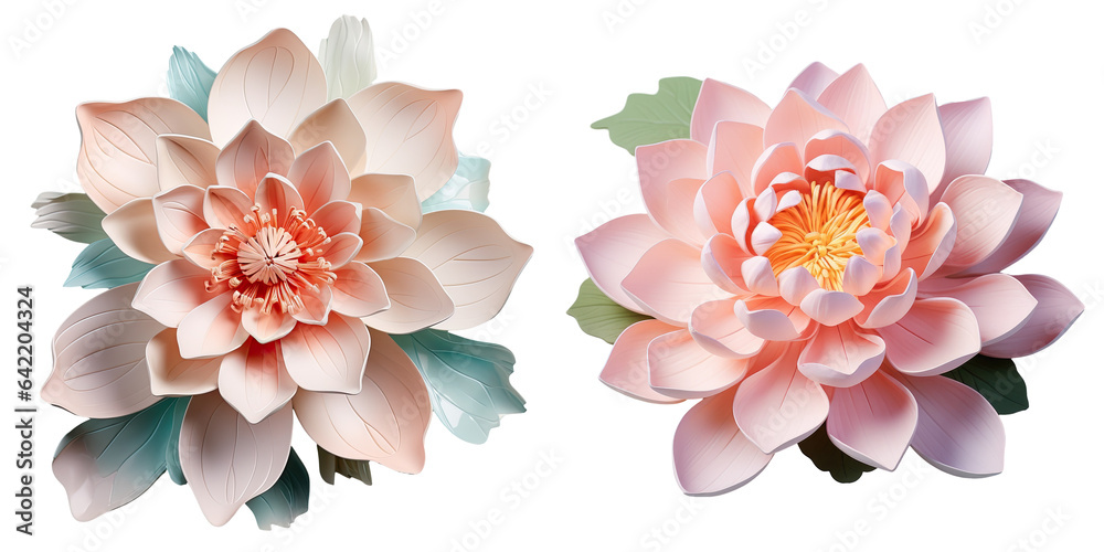 Lotus flower made of plastic for ornamentation on transparent ...