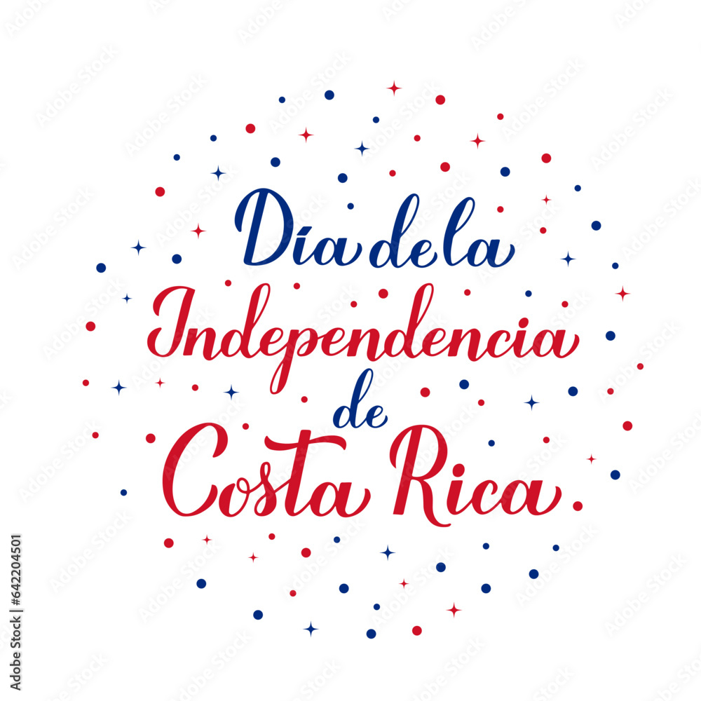 Costa Rica Independence Day calligraphy lettering in Spanish. National ...