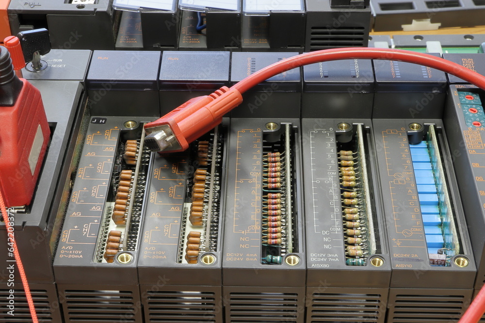 PLC input and output cards. Automation of production processes ...