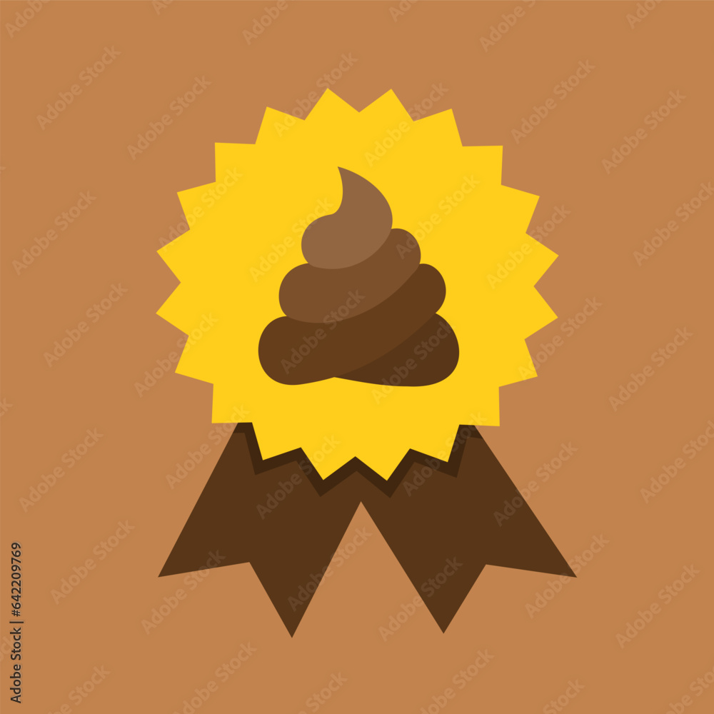 Crap certificate - ribbon, medal and stamp with shit and feces as ...