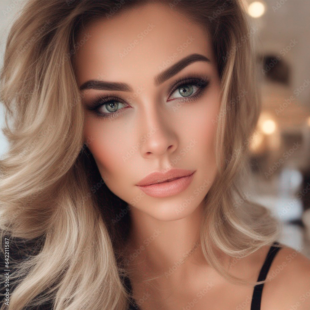 Rostro de mujer encantadora con una mirada fría y romantica Stock Photo ...