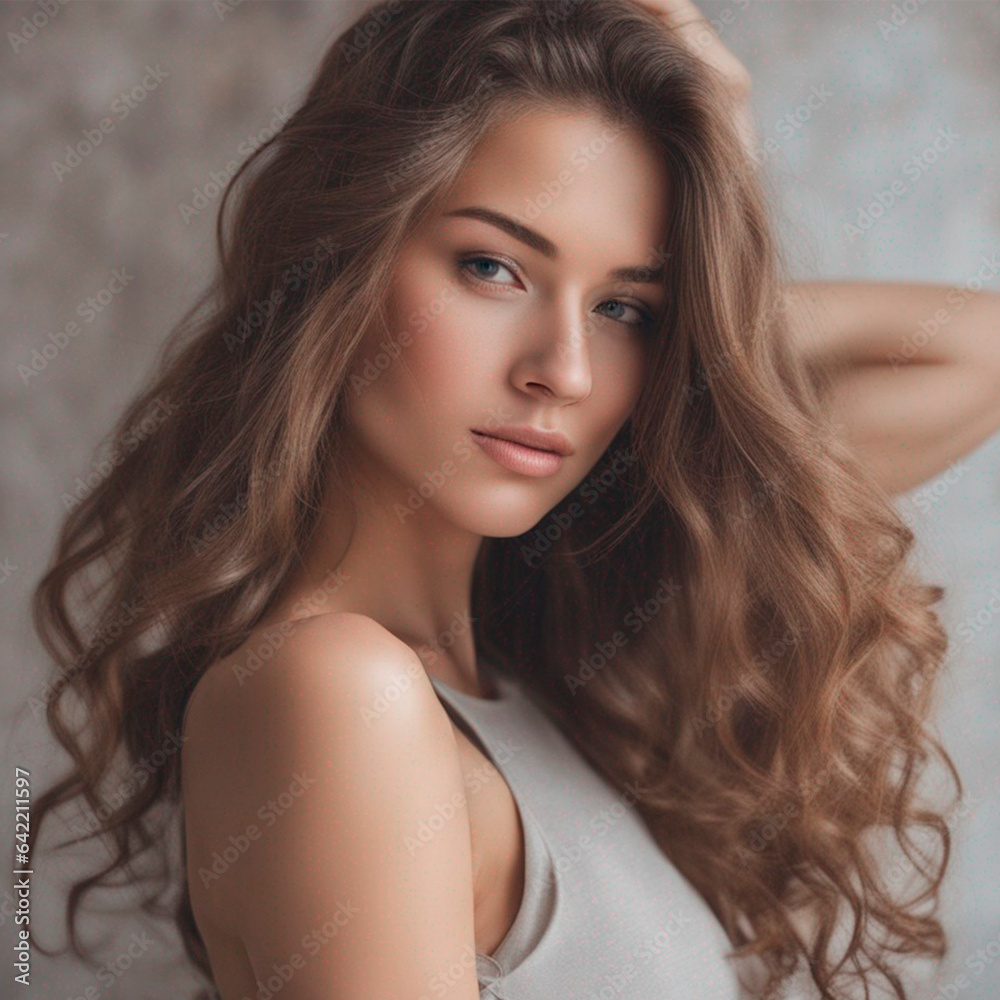 Rostro de mujer encantadora con una mirada fría y romantica Stock Photo ...