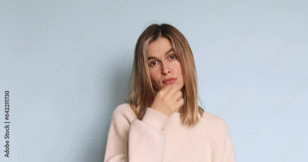 Sick frustrated sad young woman in pain cope with headache, eye strain ...