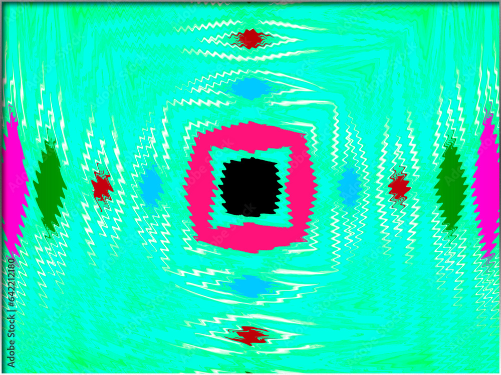 Abstract, Serrated Shapes, Patterns, and Colours, 3d, within a Border ...