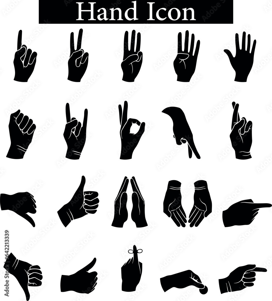 Hands poses. Female hand holding and pointing gestures, fingers crossed, fist, peace and thumb ...