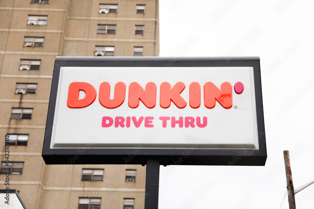 Chicago, IL, USA, Sept 1, 2023, Dunkin' Donuts sign, symbolizing ...