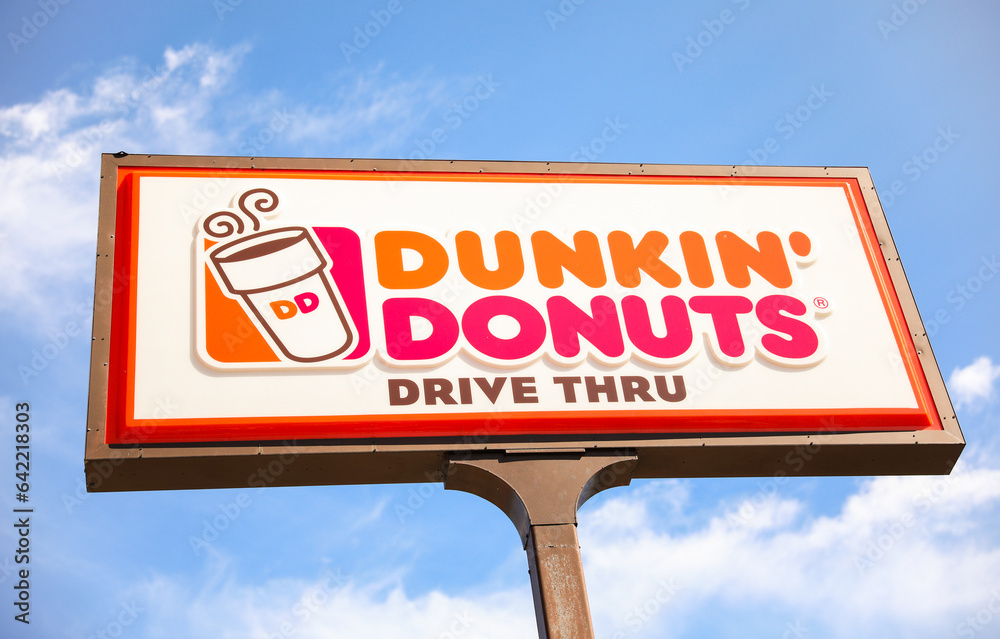 Chicago, IL, USA, Sept 1, 2023, Dunkin' Donuts sign, symbolizing ...
