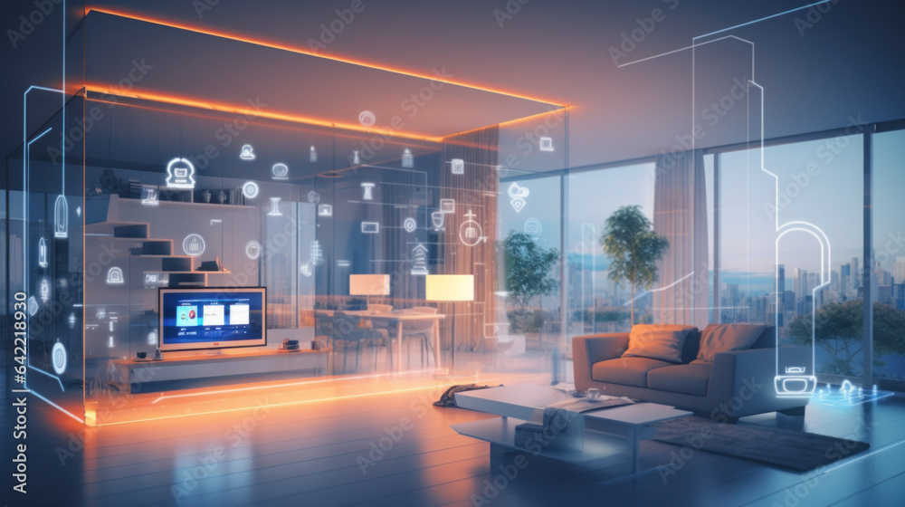 Modern home with augmented reality smart home with visualization of ...