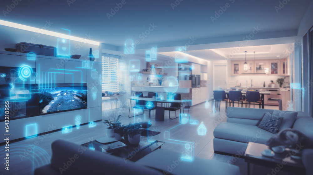 Modern home with augmented reality smart home with visualization of ...