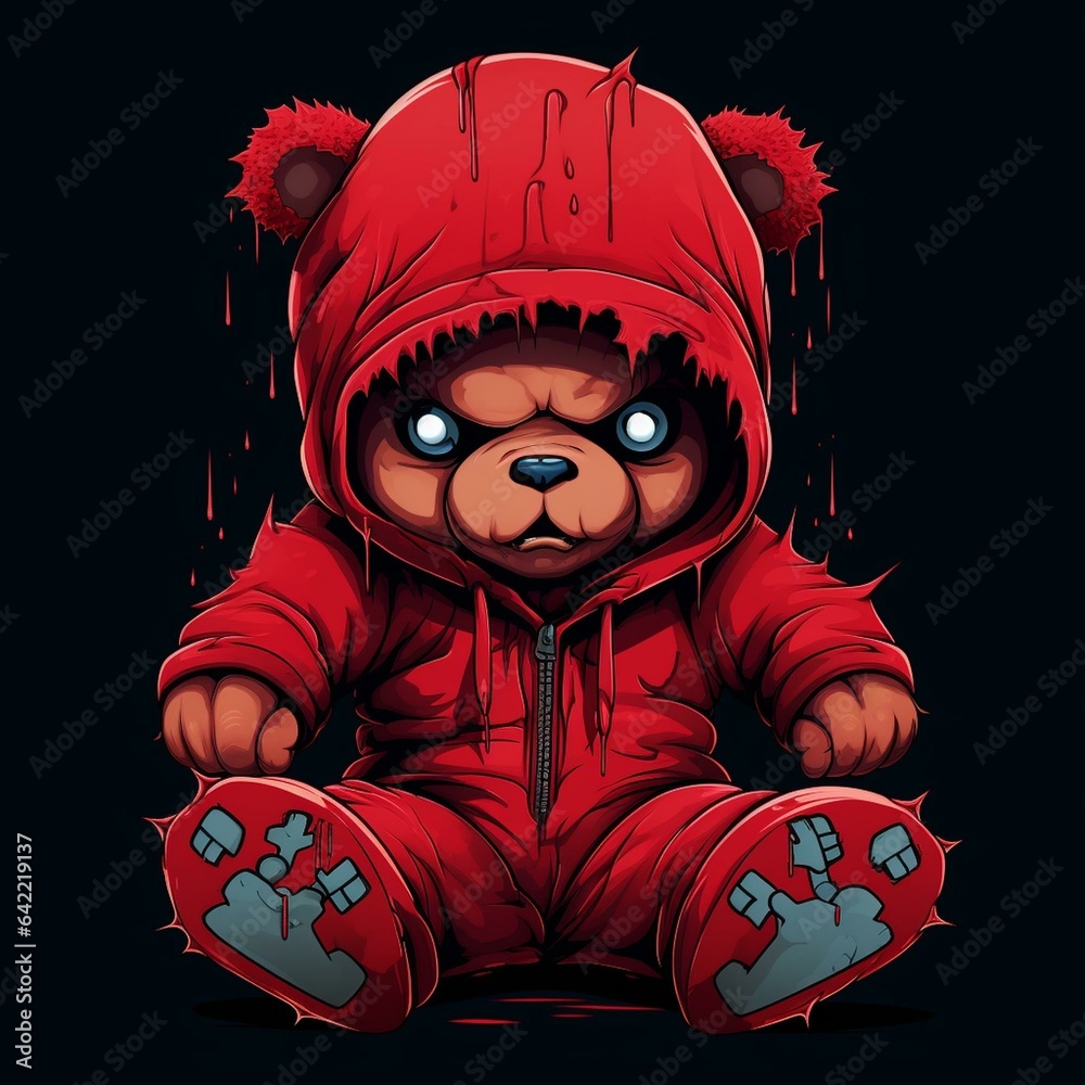 cartoon anime evil vicious gang banger red teddy bear Stock ...
