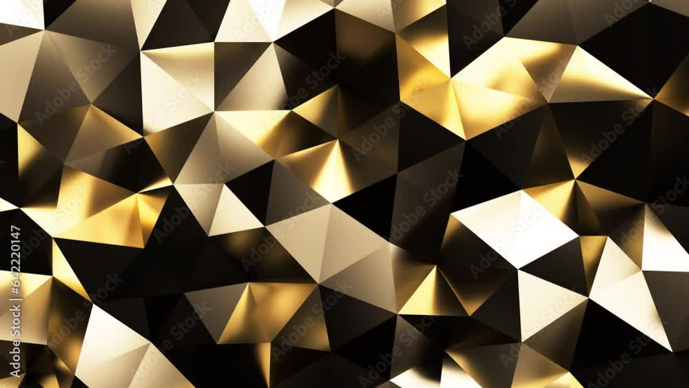 Beautiful Gold Polygonal Surface Moving in Seamless 3d Animation ...