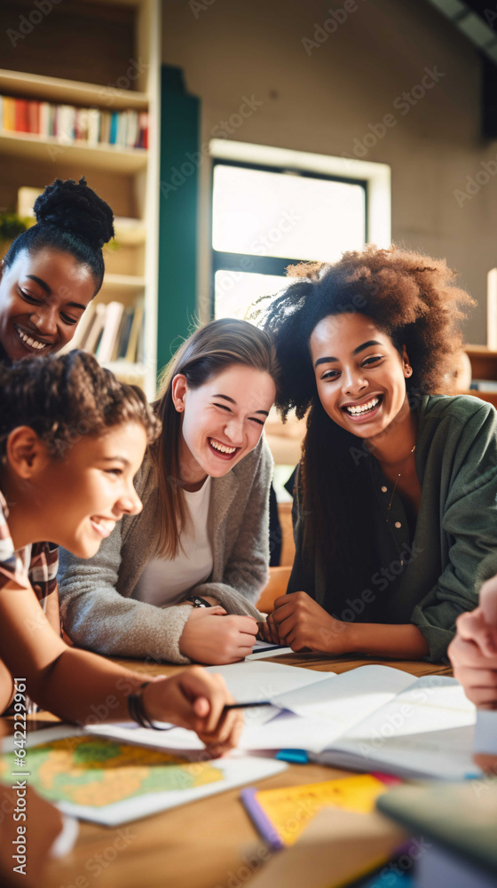 Foto de Diverse group of students with different ethnicities, ages ...