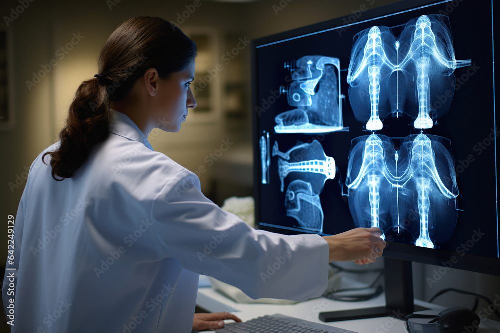 The doctor studies X-rays and information about the patient's state of ...