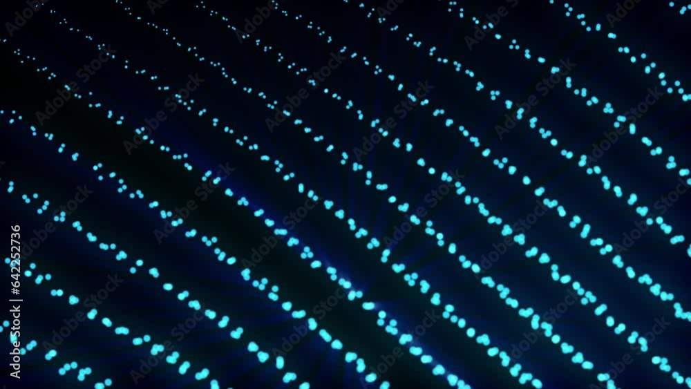 Background with glowing blue particles on a black screen. Stock ...