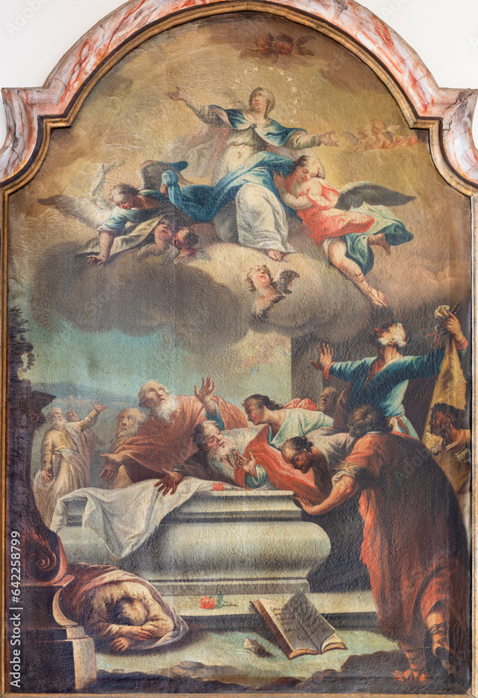 SEBECHLEBY, SLOVAKIA - OKTOBERT 8, 2022: The painting of Assumption of ...