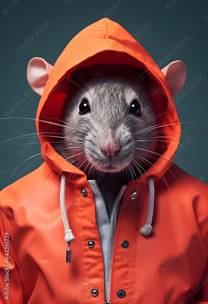 A minimalist and pop art representation of a rat, capturing the urban ...