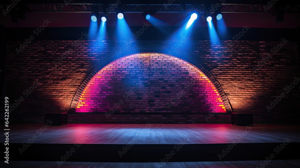 illuminated light circle stage podium with spotlight AI Generative ...