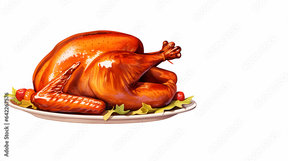 hand drawn cartoon thanksgiving food roast turkey illustration Stock ...