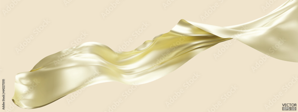 Flying cream silk textile fabric flag background. Smooth elegant cream ...