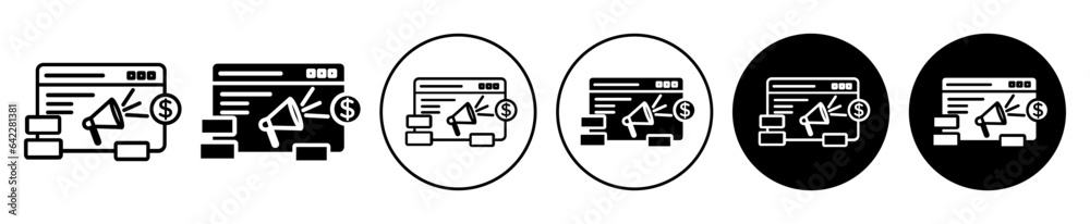paid media icon set. ads marketing vector symbol. digital ppc ...
