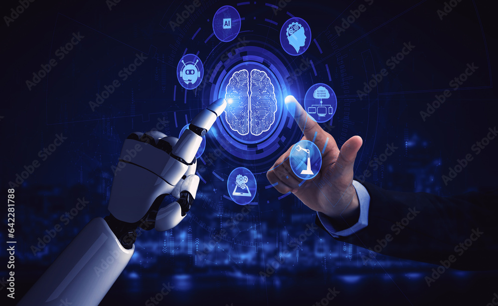 3D rendering artificial intelligence AI research of robot and cyborg ...