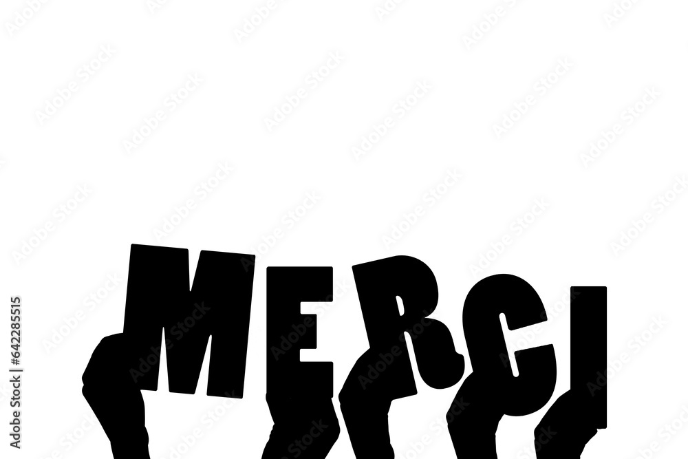 Digital png illustration of hands holding merci text on transparent ...