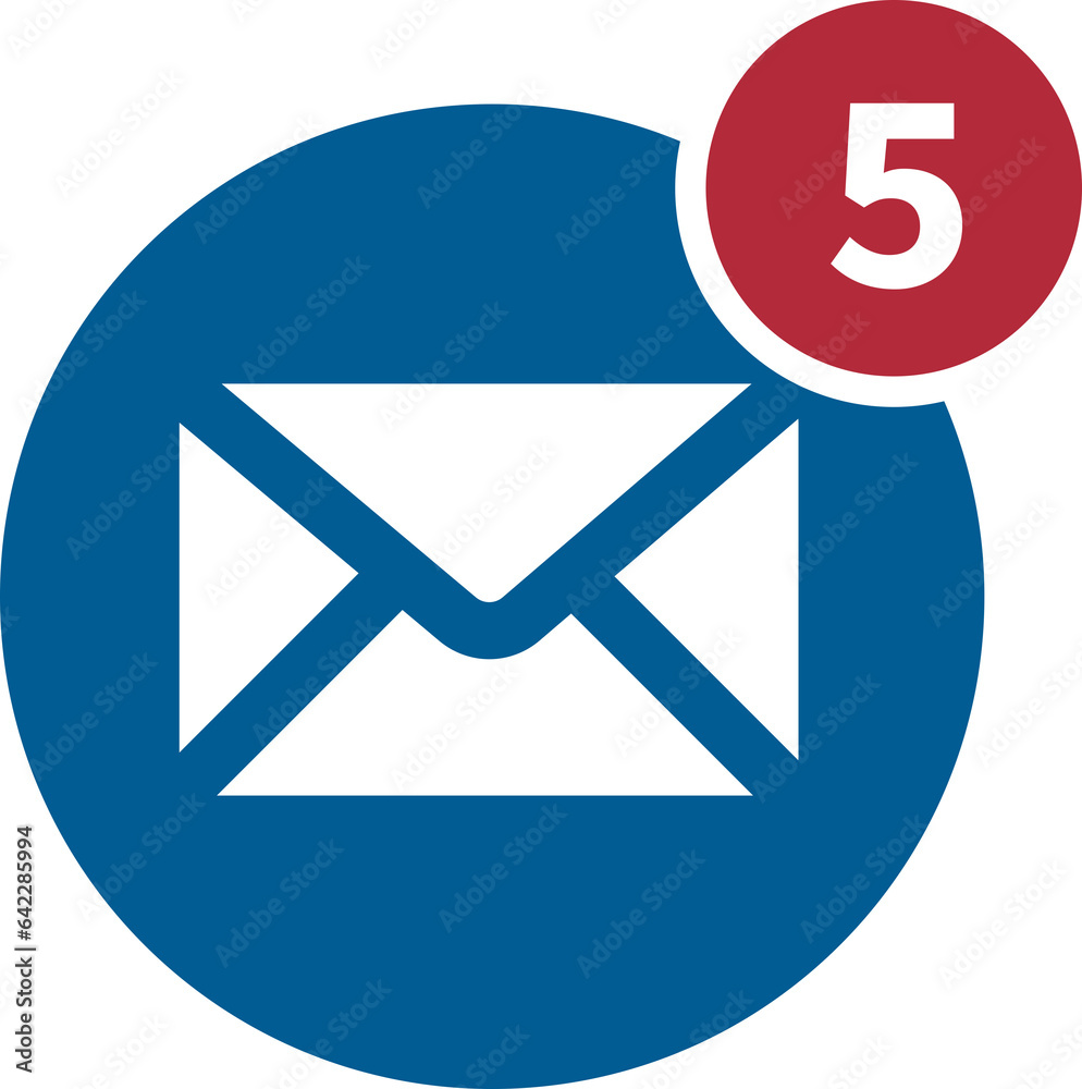 Digital png illustration of email envelope icon with number on ...
