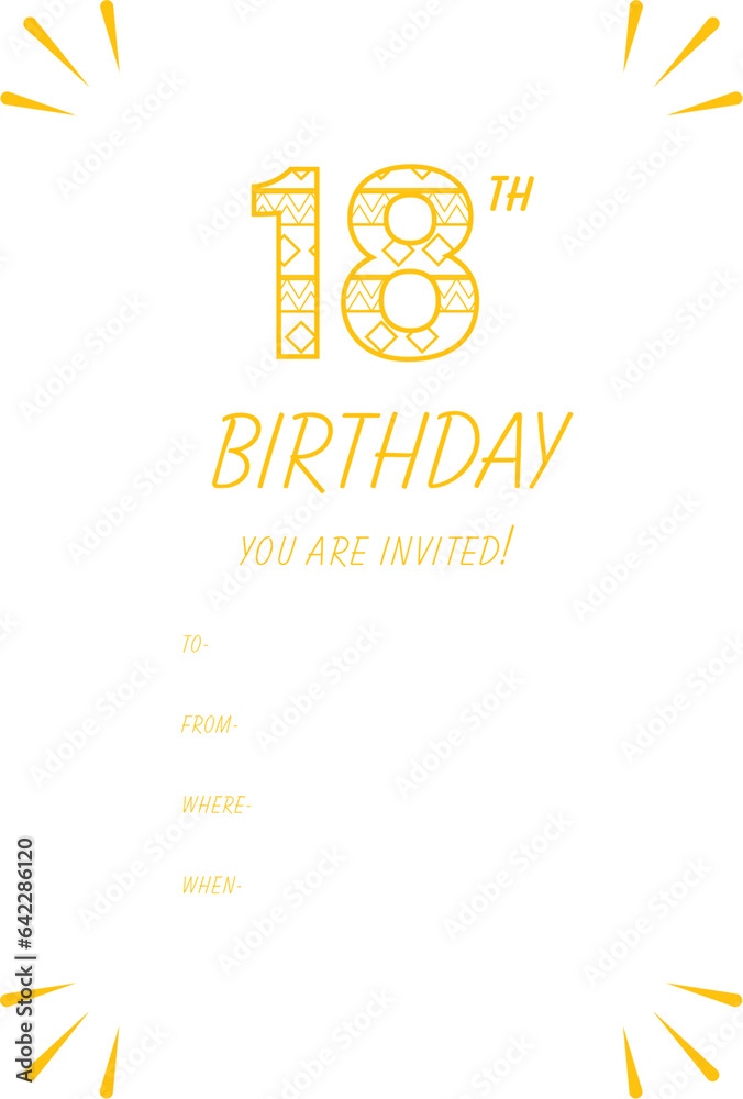 Digital png illustration of yellow 18th birthday text on transparent ...