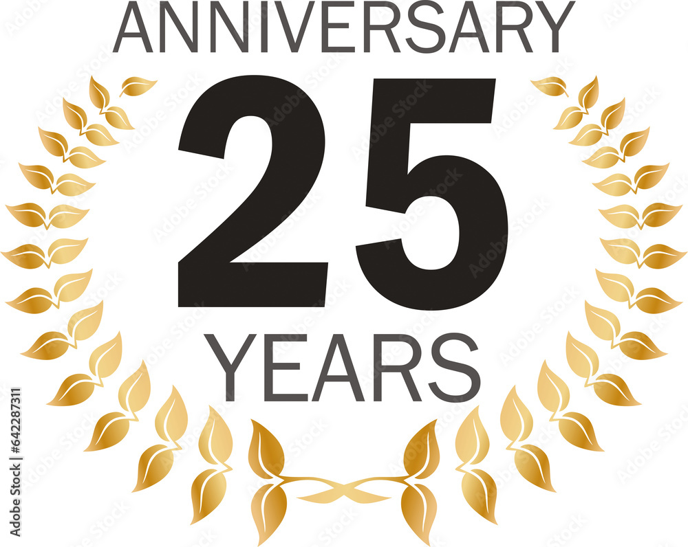 Digital png illustration of anniversary 25 years text with shapes on ...