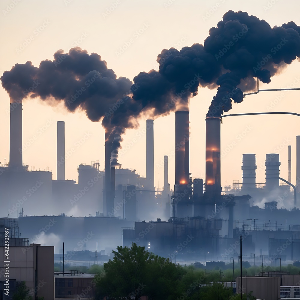 Air Pollution Sources: Within the cityscape, you can include visible ...