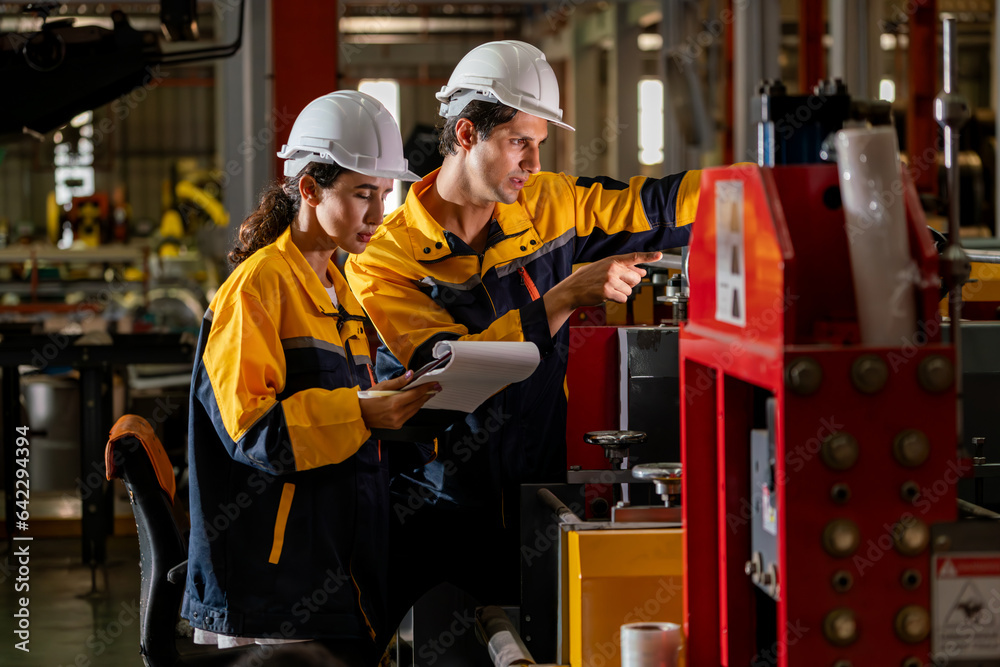 Professional quality control inspector conduct safety inspection on ...