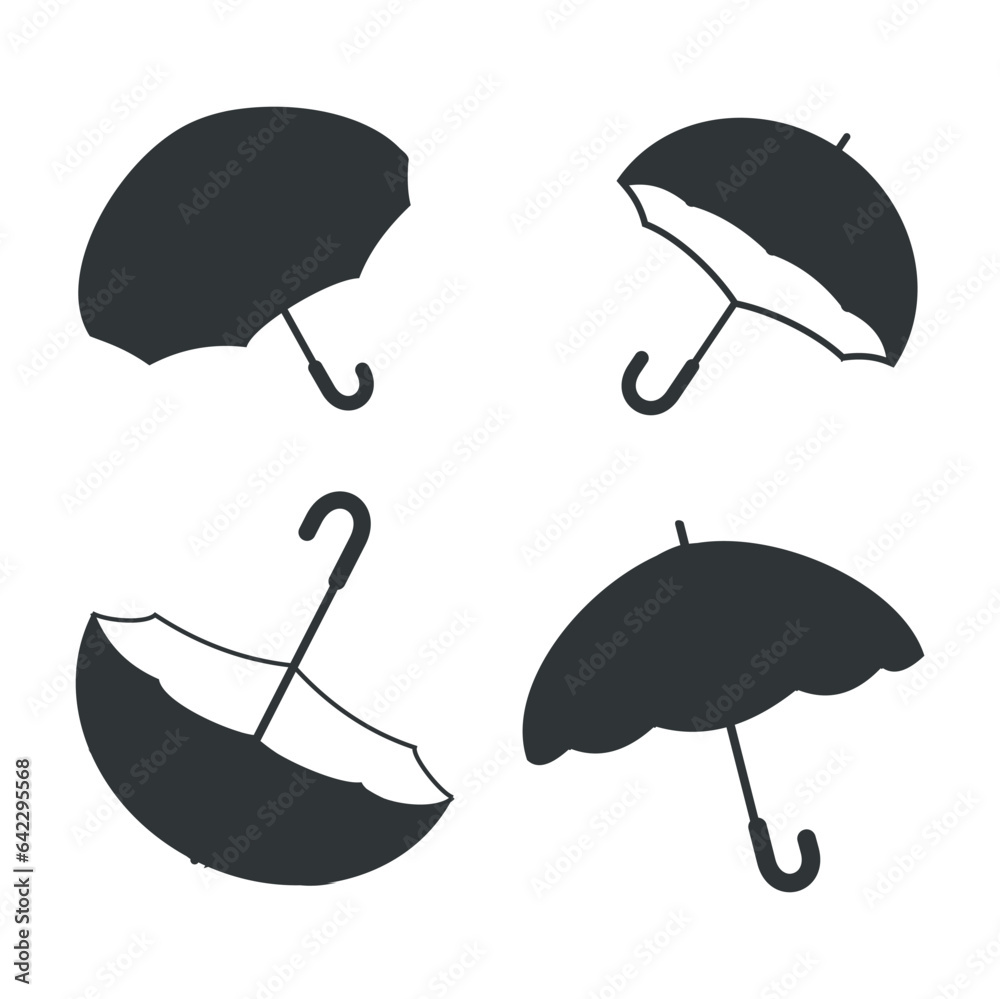 Black Silhouette of Umbrella isolated on transparent grid backgrounds ...