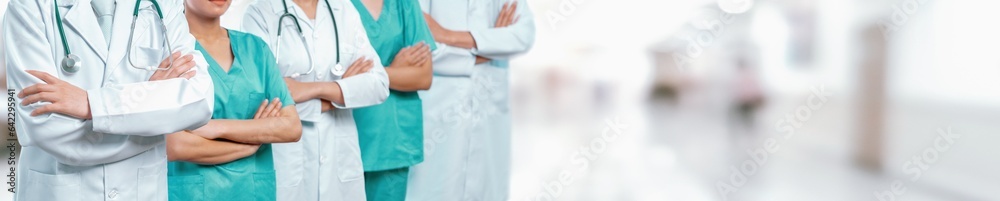 Confident medical staff team with doctor nurse and healthcare ...